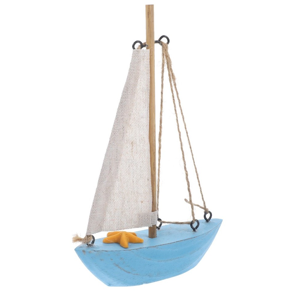 Mediterranean Wooden Sailboat Ornament Sailboat Model Beach Nautical ...