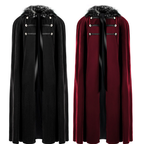 Men Coat Punk Long Gothic Steampunk Hooded Cape Trench Halloween Cloak ...