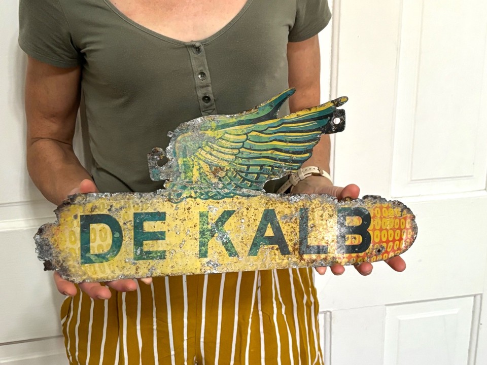 RARE Vtg Tin Metal DEKALB FLYING EAR OF CORN SIGN FARM SEED FEED | eBay