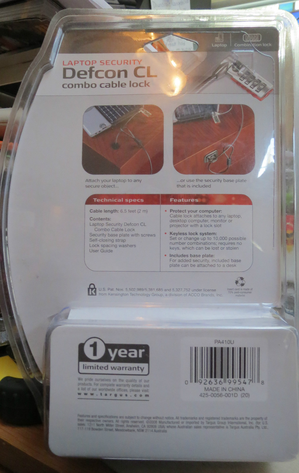 TARGUS DEFCON CL COMBO CABLE LOCK - LAPTOP SECURITY | eBay