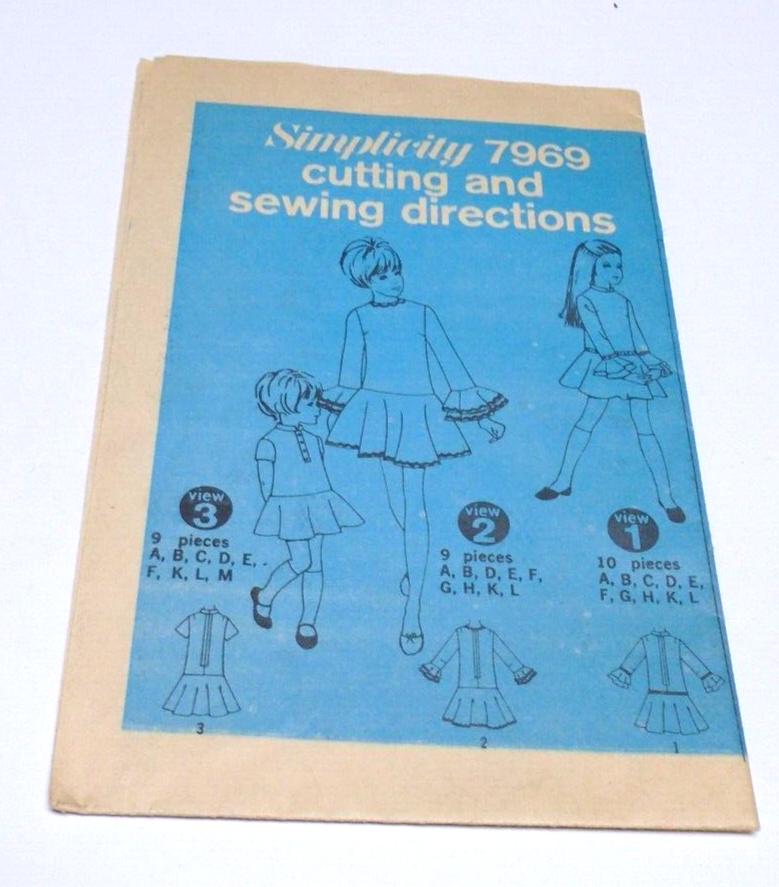 Vintage 1960s Simplicity 7969 Pattern, Girls Dress, Size 8, Breast 27 ...