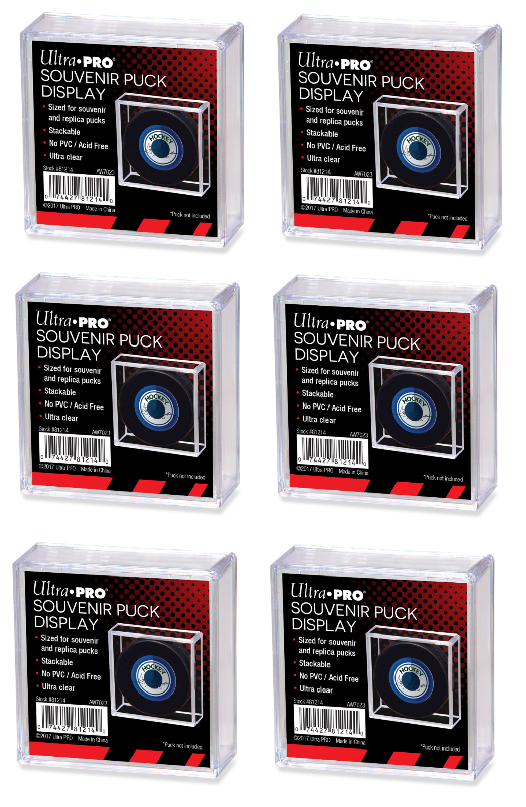 (6 Pack) Ultra Pro Square Hockey Puck Holder Case Stackable For ...