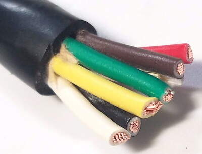Trailer Cable Wire Harness 14-6 14 Gauge 6 Wire Jacketed Blk ROUND USA ...