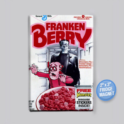 FRANKENBERRY & FRANKENSTEIN CEREAL- 2" x 3" FRIDGE MAGNET vintage box ...