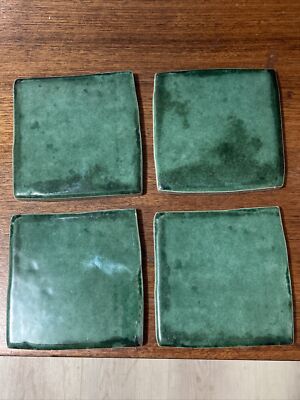 VINTAGE RETRO GREEN HAND MADE FLOOR GRES TILES MADE IN FIORANO MODENESE ...