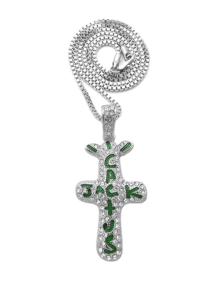 Hip Hop Travis Scott Cactus Jack Cross & 18" ~ 24" Cuban Rope Box Chain ...
