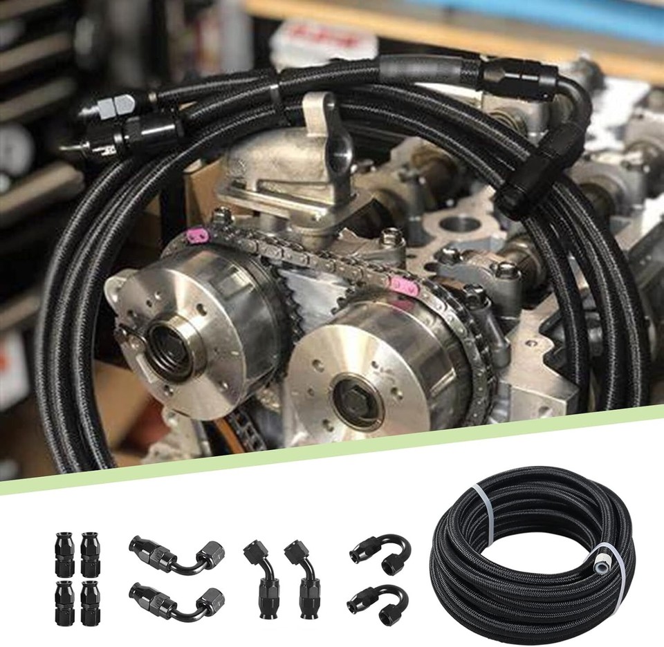 6AN/8AN/10AN Nylon Braided PTFE Fuel Line 10FT 16FT 20FT with Hose ...