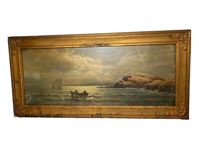 ANTIQUE LITHOGRAPH BY PAUL R. KOEHLER SAIL BOATS SCENE VICTORIAN FRAME ...