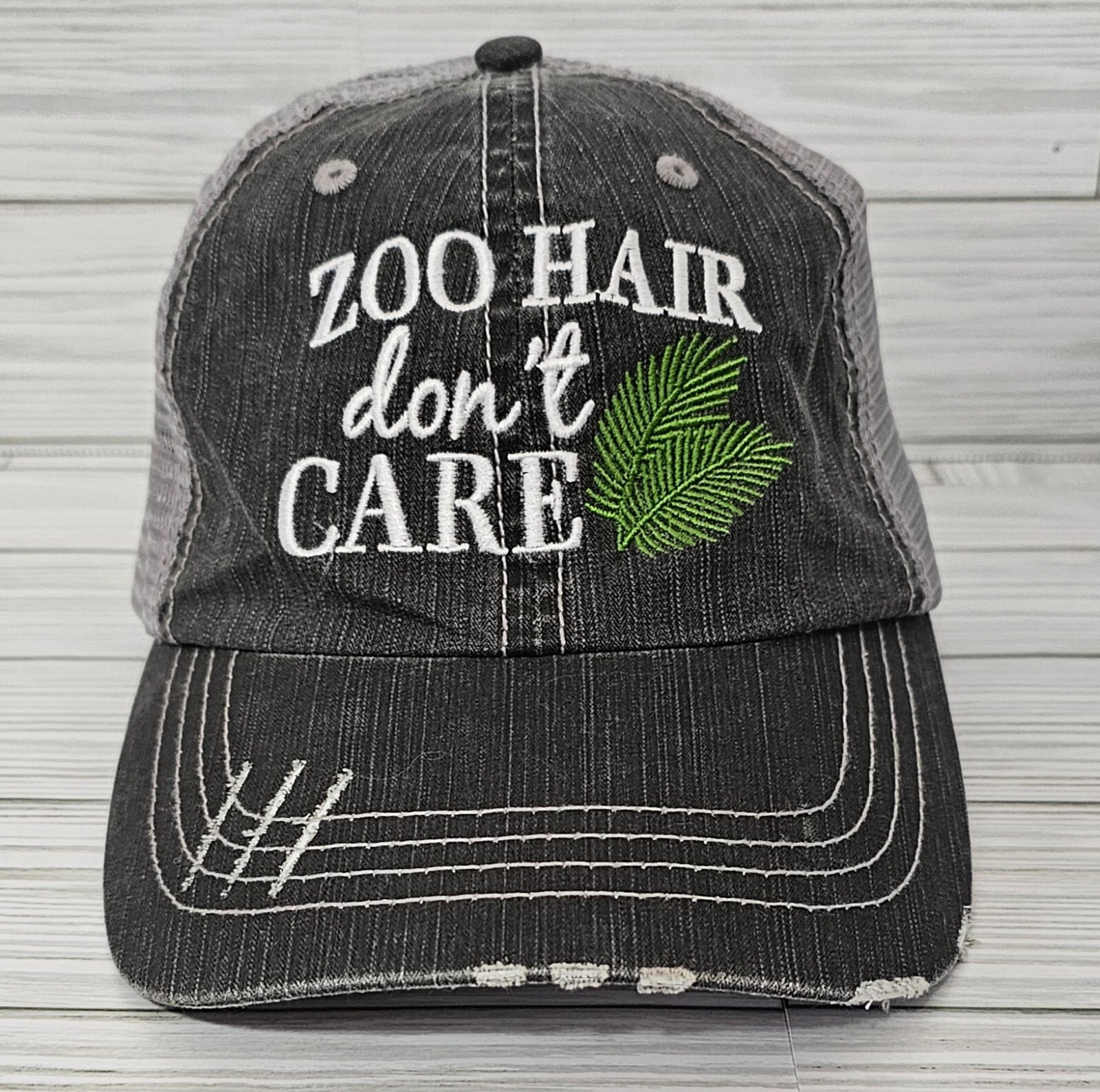 Zoo Hair Dont Care Trucker Hat Adjustable Gray with G… - Gem