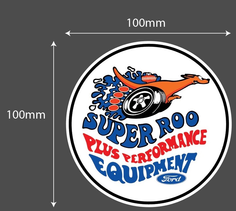 FORD SUPER ROO PLUS STICKER FOUR PACK 100mmX100mm FPV VINTAGE CLASSIC ...