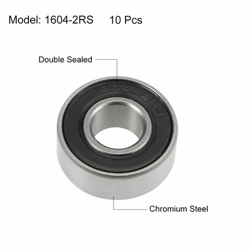 10PCS 1604-2RS 3/8"x7/8"x11/32" Inch Rubber Seals Bearing Ball Bearings ...