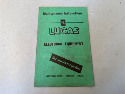 Vintage Lucas Electrical Equipment Maintenance Instructions For ...