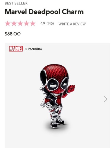 Authentic Pandora #793360C01 Disney Marvel Avengers Deadpool Charm for ...