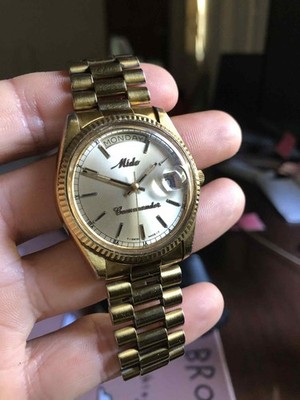 Mido President Commander 8299 Day Date Gold Automatic Mens Swiss ...