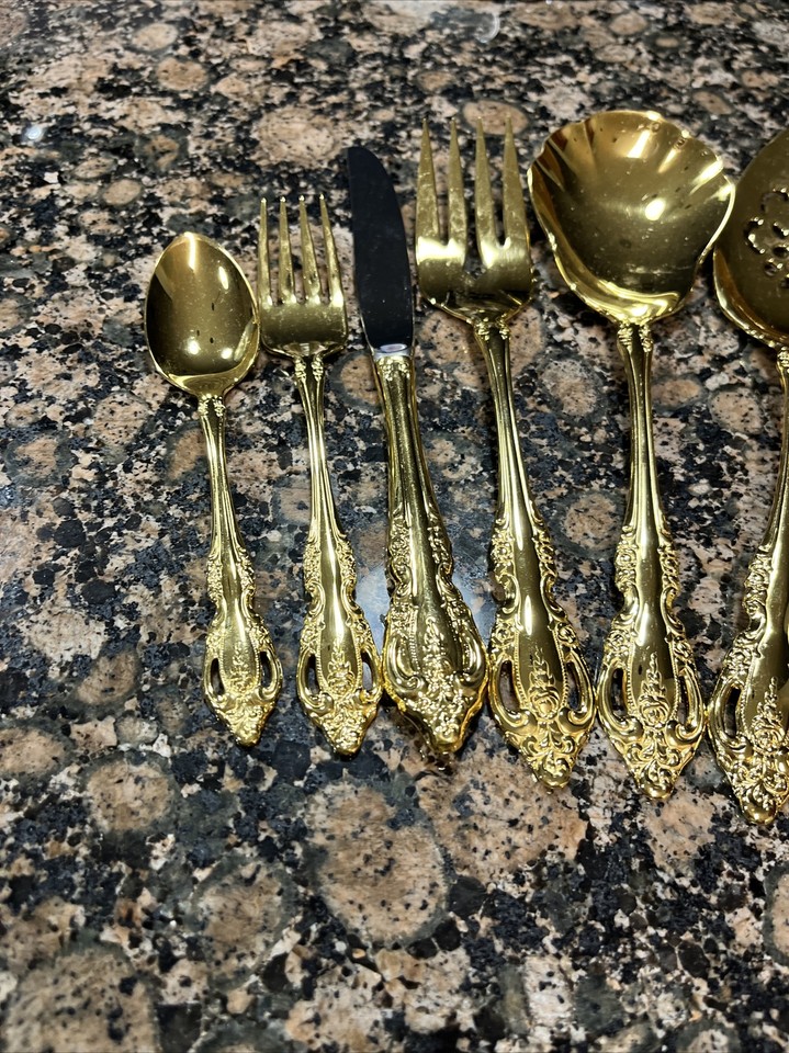 Oneida Community GOLDEN BRAHMS Gold Electroplate Silverware Flatware ...