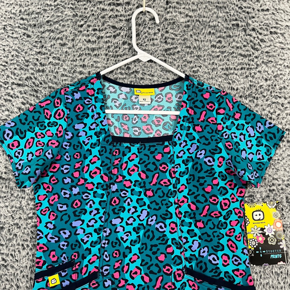 Pink Cheetah Print Scrub Top