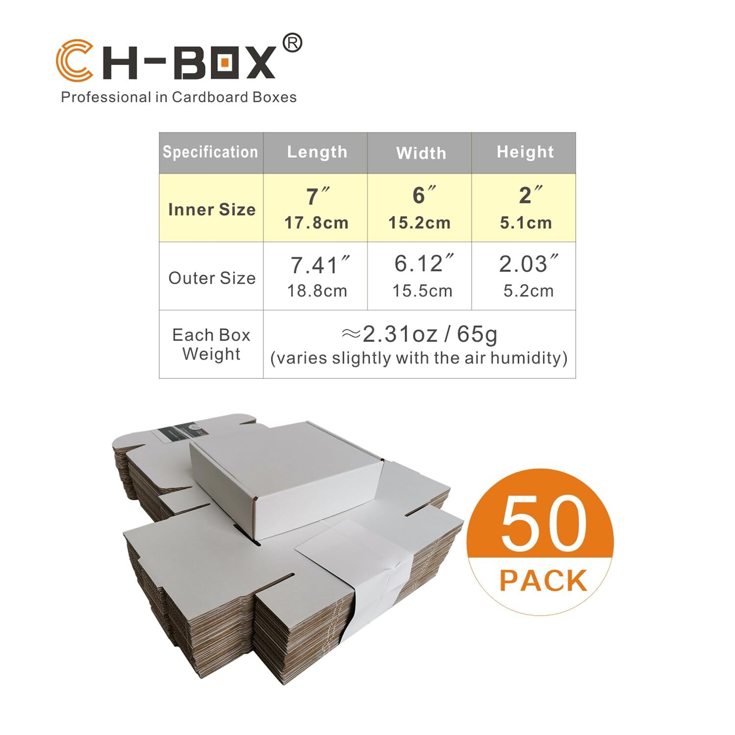 50 Pack 7x6x2'' Small Shipping Boxes, Corrugated Cardboard Mailers for ...