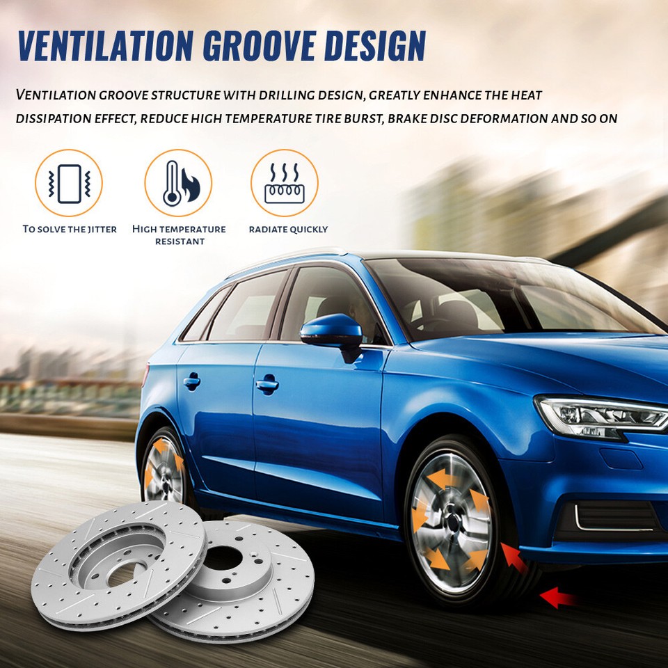 For 2008 -2015 Scion xB Front Rear Drilled Disc Rotors Ceramic Brake ...