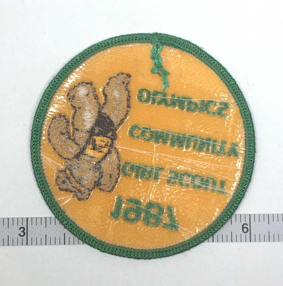 PATCH GSA Girl Scouts 1987 Community Olympics Teddy Bear Orange Green ...