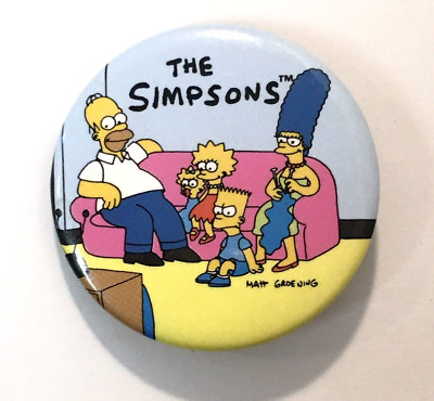 Vintage The Simpsons Button Pin 20th Century Fox 1989 Cartoon Pinback 1 ...