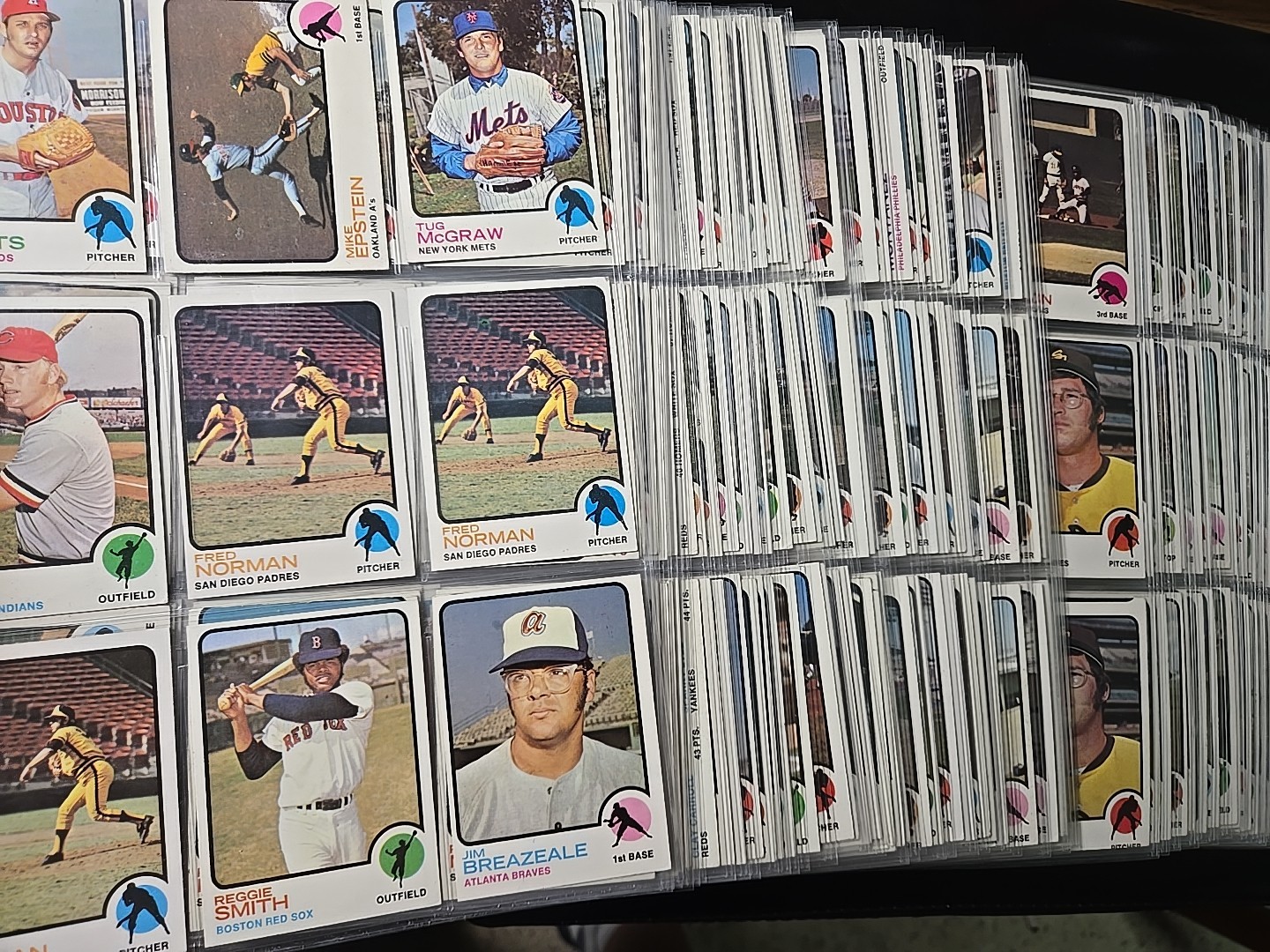 1973 Topps MLB Baseball LOT of 450+ cards in pages Leaders Star Rookies ...