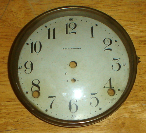 Seth Thomas Tambour Mantel Clock Dial / Face & Hinged Convex Glass ...