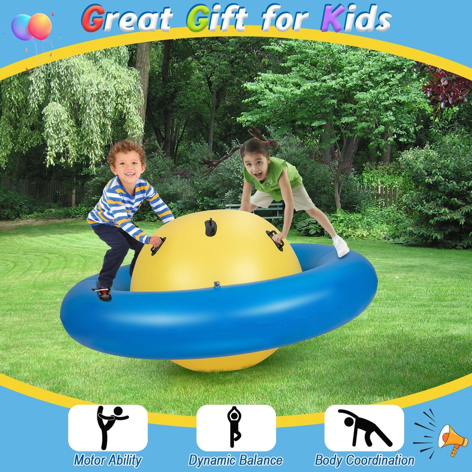 7.5 FT Inflatable Dome Rocker Bouncer w/ 6 Handles Fun Outdoor Game for ...