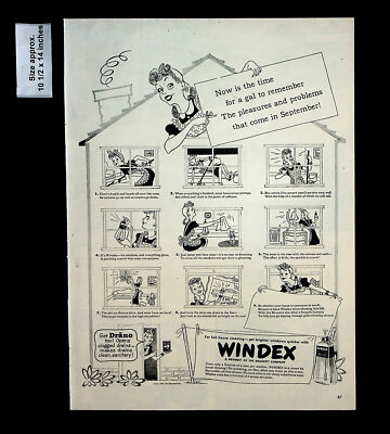 1945 Windex Window Cleaner House No Streaking Woman Vintage Print Ad ...