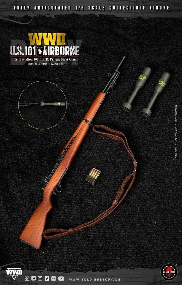 1:6 scale Soldier Story WWII US 101st Airborne Pvt Ryan M1 Garand Rifle ...