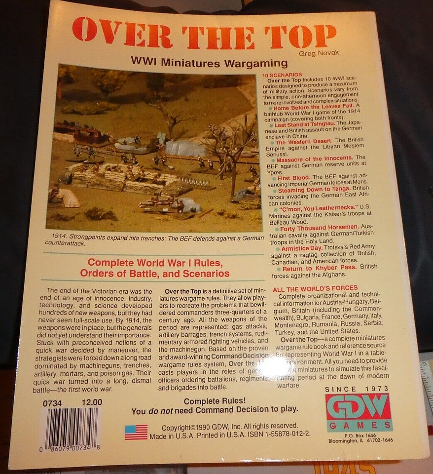 GDW Command Decision Over the Top WW1 MINIATURES RULES 1914 - 1918 ARMY ...