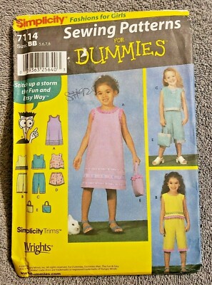 Simplicity Sewing Patterns for Dummies 7114 Child's Dress Tops Pants ...