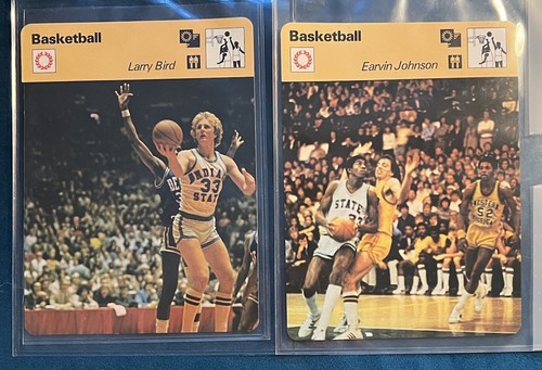 LARRY BIRD & MAGIC JOHNSON 1977 SPORTCASTER ROOKIE CARDS RC UNGRADED ...