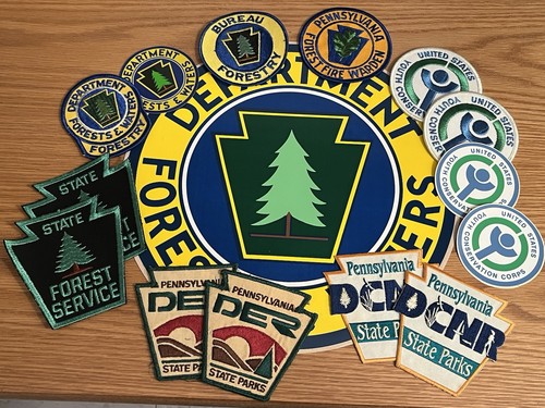 VINTAGE LOT OF PENNSYLVANIA FORESTRY PATCHES DCNR, LARGE DECAL, YOUTH ...