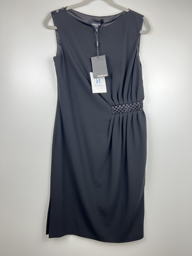 Paule Ka Sleeveless Ruched Crepe Dress Black Halsbrook NWT Size 42 or 8 ...