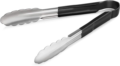 Foodservice 9-Inch Utility Spring Tongs, Stainless Steel, Vinyl Coated ...