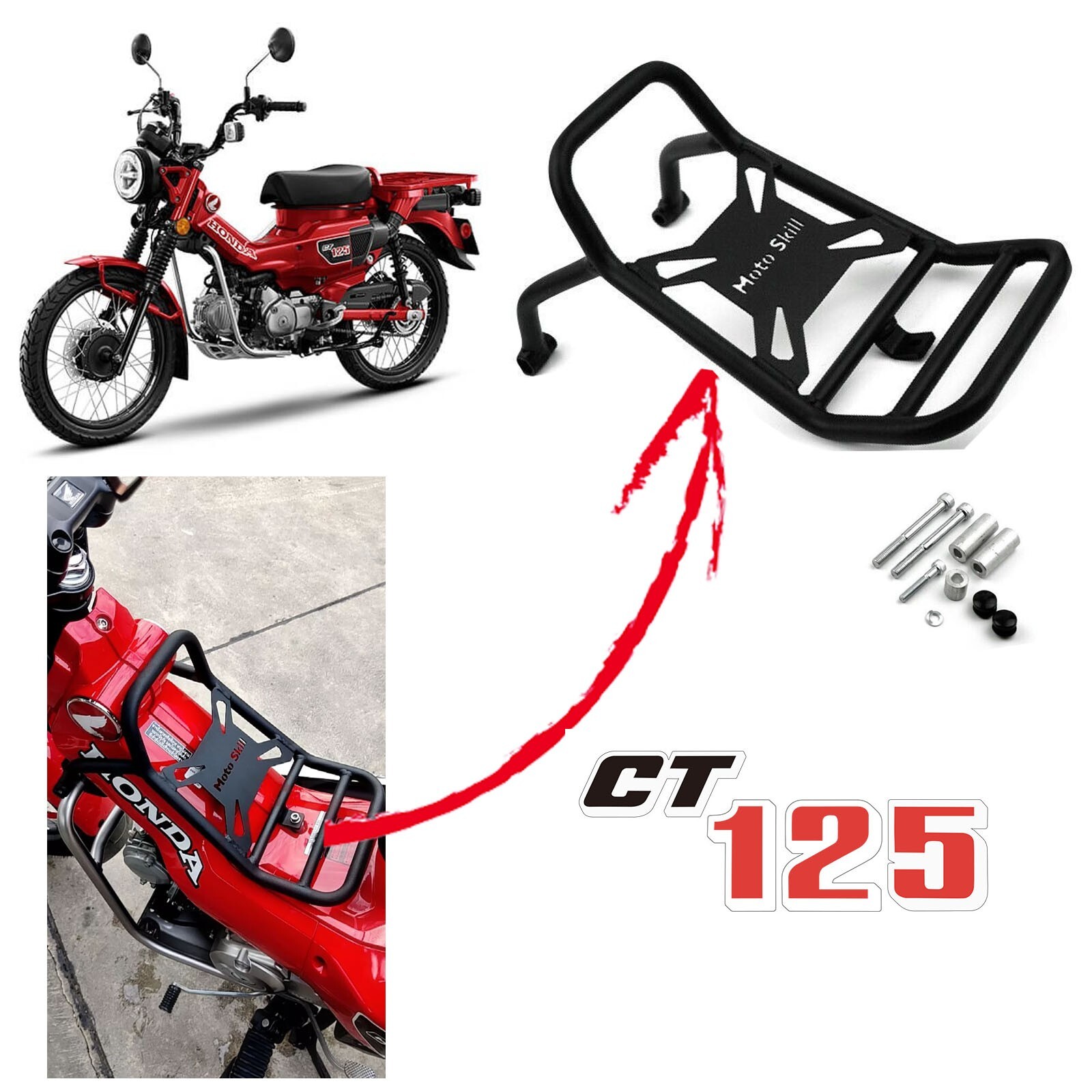 Center Rack Carrier Luggage MotoSkill Honda CT125 Trail 125 Hunter Cub ...