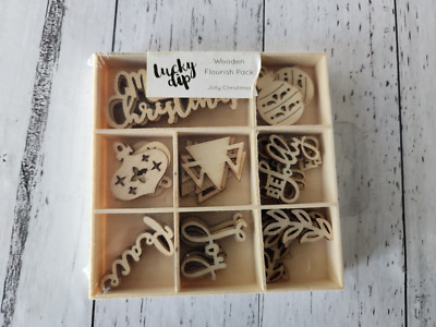 Kaiser Craft ... Wooden Flourish Pack-- Jolly Christmas. | eBay