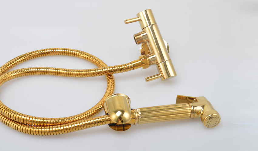 Luxury Gold Toilet Hand Held Shower Shattaf Bidet Sprayer Douche +Valve ...