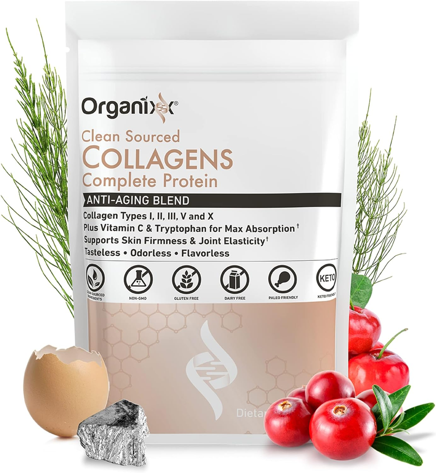 Organixx Clean Sourced Collagen Powder, Hydrolyzed Protein Powder ...