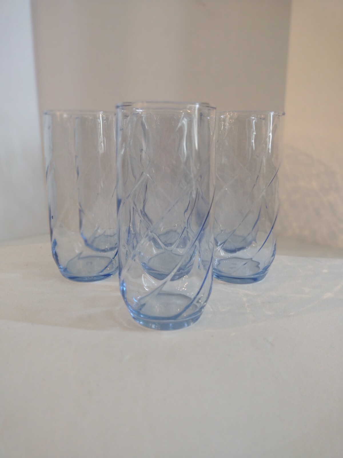 Libbey Misty Blue Optic Swirl Drinking Glasses Tumblers Set of 7 | eBay