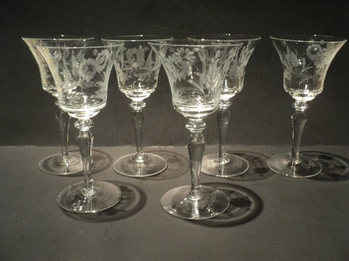 Vtg Delicate Fine Crystal Stemware Champagne Wine Sorb Etched Flowers ...