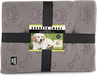 Gray Bone Paws Sharper Image Dog Memory Foam Pet Pad Bed Cat 30" Fleece ...