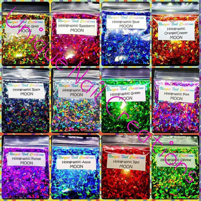 MOON Shape Glitter~U CHOOSE~Solvent Resistant Art•Face•Festival•Crafts ...