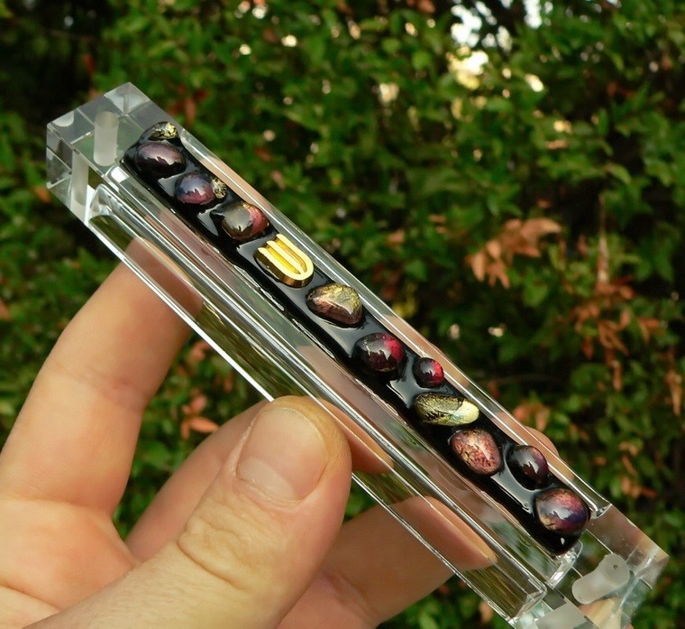 Glass Mezuzah Case Doorpost Torah Bible Mitzvah Mezuza for 4" Scroll ...