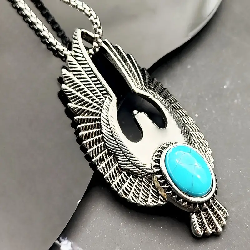 Turquoise Eagle Hawk Jewelry Ancient Titanium Steel Pendant Necklace | eBay