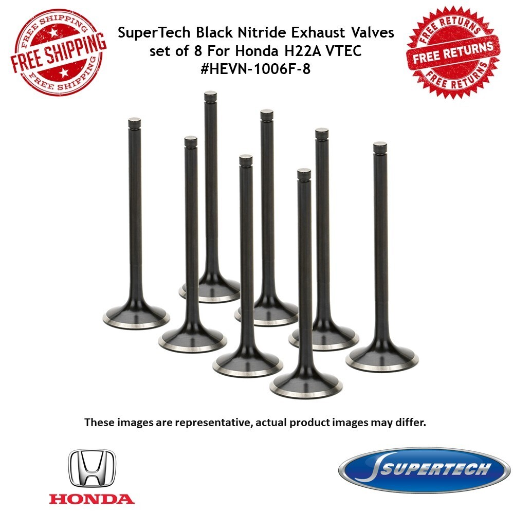 SuperTech HEVN-1006F-8 Black Nitride Exhaust Valves set of 8 For Honda ...