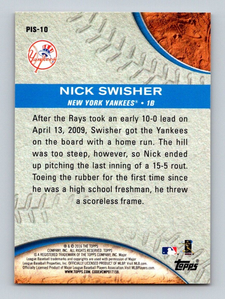 2016 Topps Pressed Into Service Nick Swisher | eBay