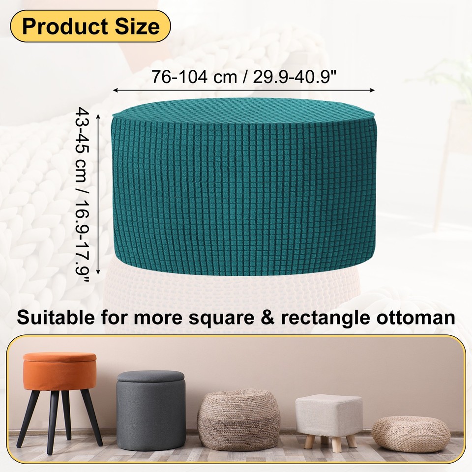 Ottomen Cover Round with Elastic Bottom, (Large Size, Deep Water Blue ...