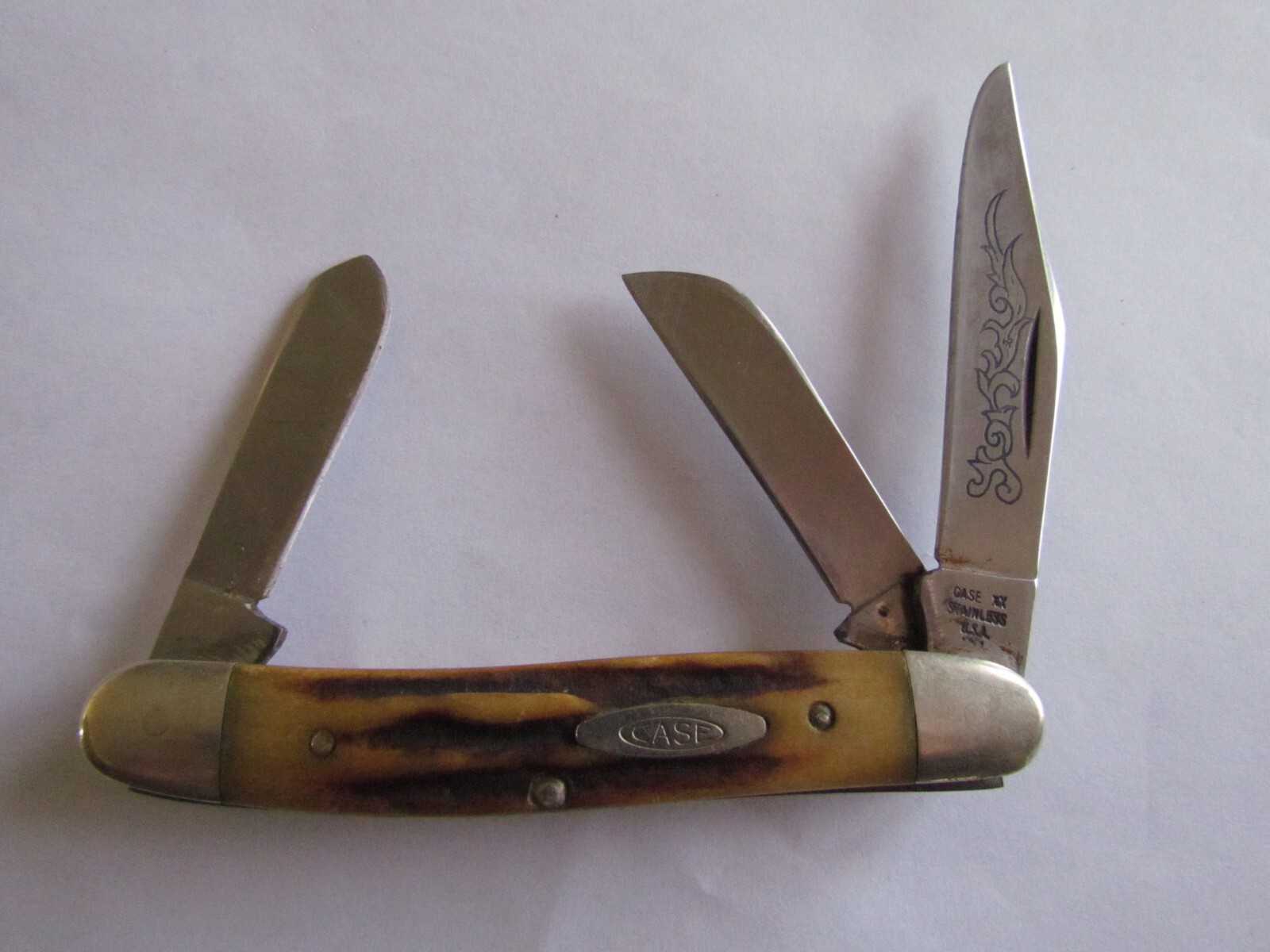 Vintage Case XX 5347 HP 3 Blade 3 Dot Stag Handle Pocket Knife with ...