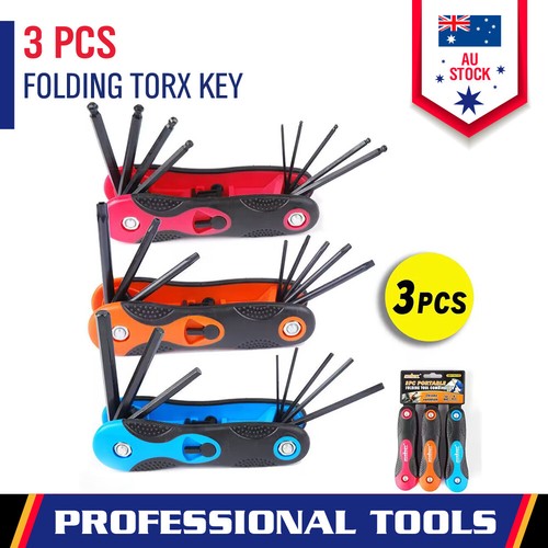 3-Piece Folding Torx Key Hex Key Ball Allen Key Set Tools Wrench ...